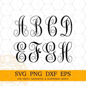 Vine Monogram Svg and Ttf Font, Fancy Monogram Alphabet Svg Png Dxf Cut Files, Installable Font ...