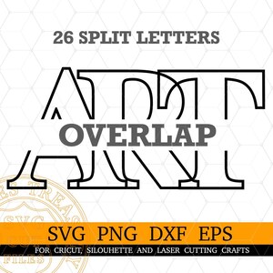 Split Outline Monogram Font Letters Svg Png Dxf Files, Cricut Font ...