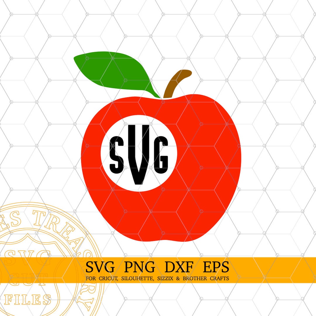 Round Apple Monogram Frame SVG, Teacher SVG, School Svg, Digital ...
