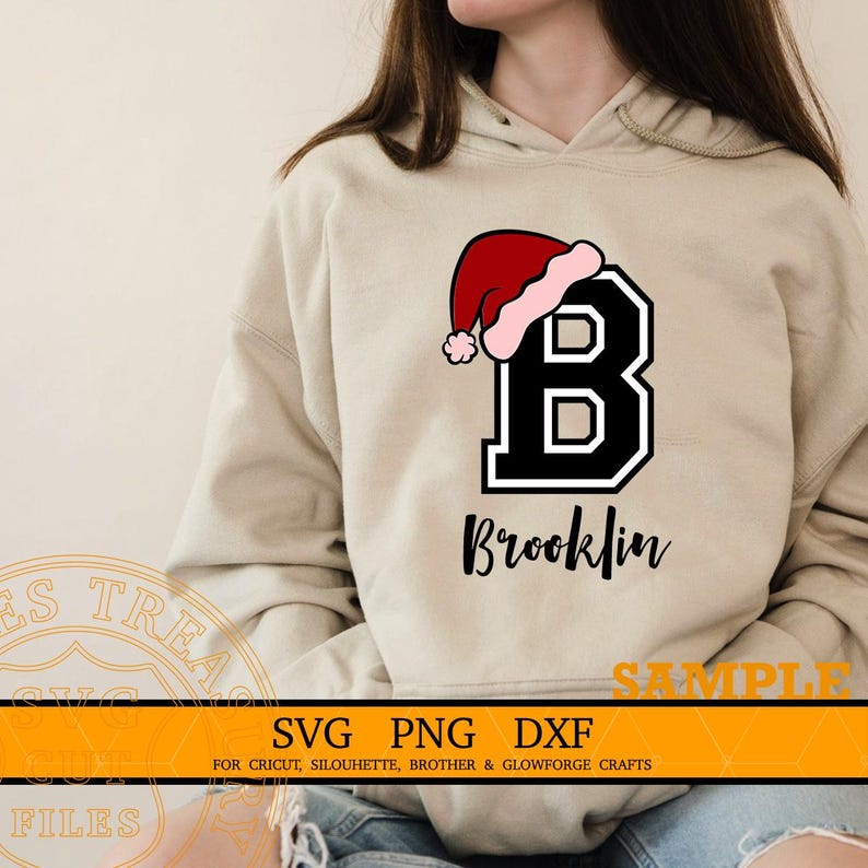 Santa Hat Varsity Font Letters Svg Png Dxf Cut Files, Santa Hat Font ...