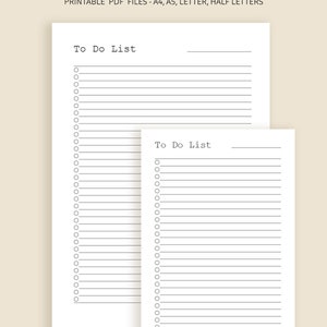 To Do List Printable PDF Minimal Simple and Clean Tasks List Template ...