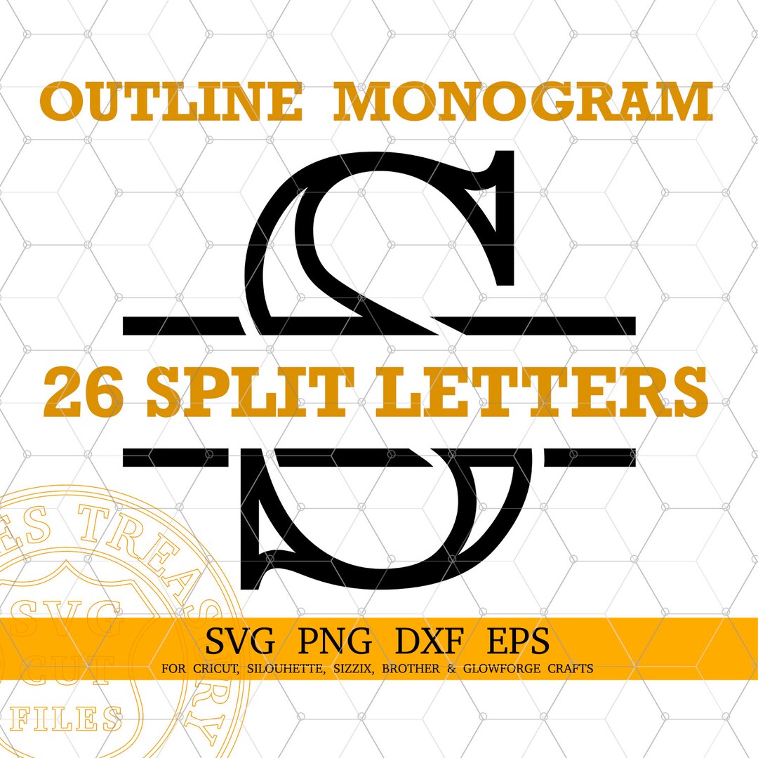 Split Monogram Svg Alphabet, Outline Letters Svg, Family Monogram Font ...