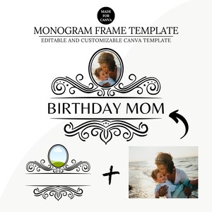 Split Monogram Frame Svg Canva Template, Fancy Flourish Monogram Frame ...