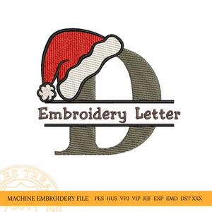Santa Hat Embroidery Letter D Split Monogram Pes Hus Vp3 Csd Exp Emd ...