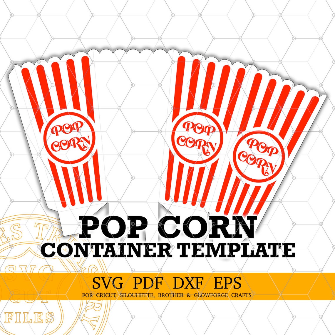 Popcorn Bowl Template, Popcorn Box SVG, Pop Corn Bowls Print and Cut ...