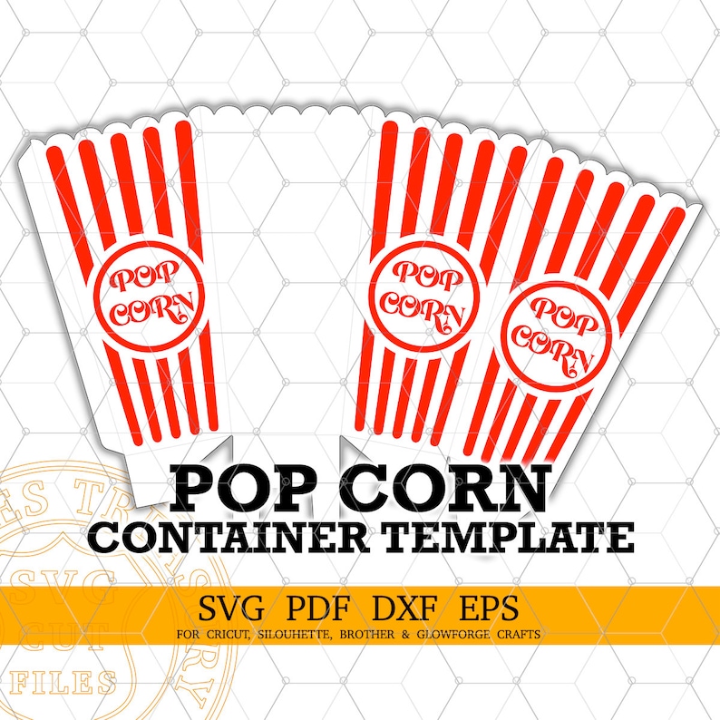 Popcorn Bowl Template Popcorn Box SVG Pop Corn Bowls Print - Etsy