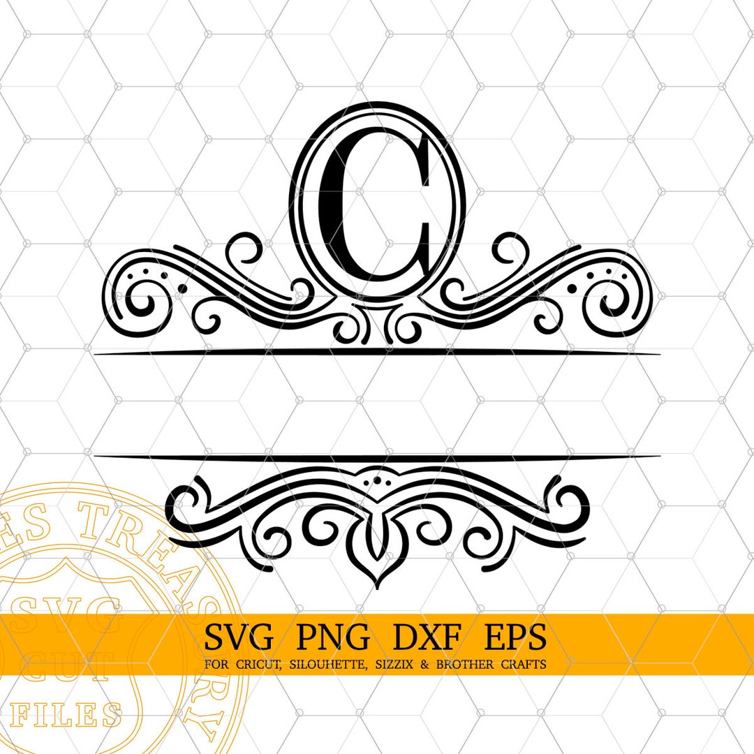 Split Letter C Monogram Svg, Fancy Flourish Letter Svg, Split Last Name ...