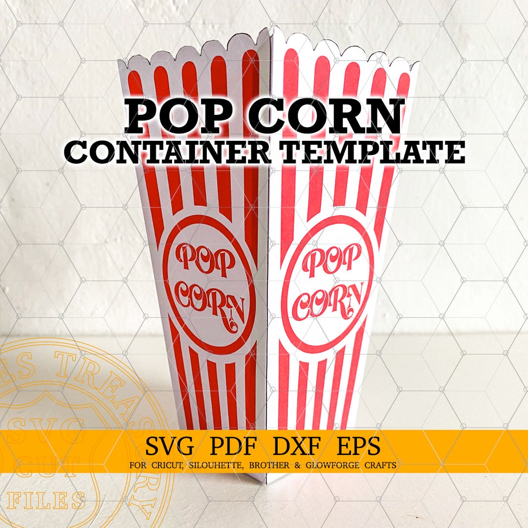 Popcorn Bowl Template, Popcorn Box SVG, Pop Corn Bowls Print and Cut ...