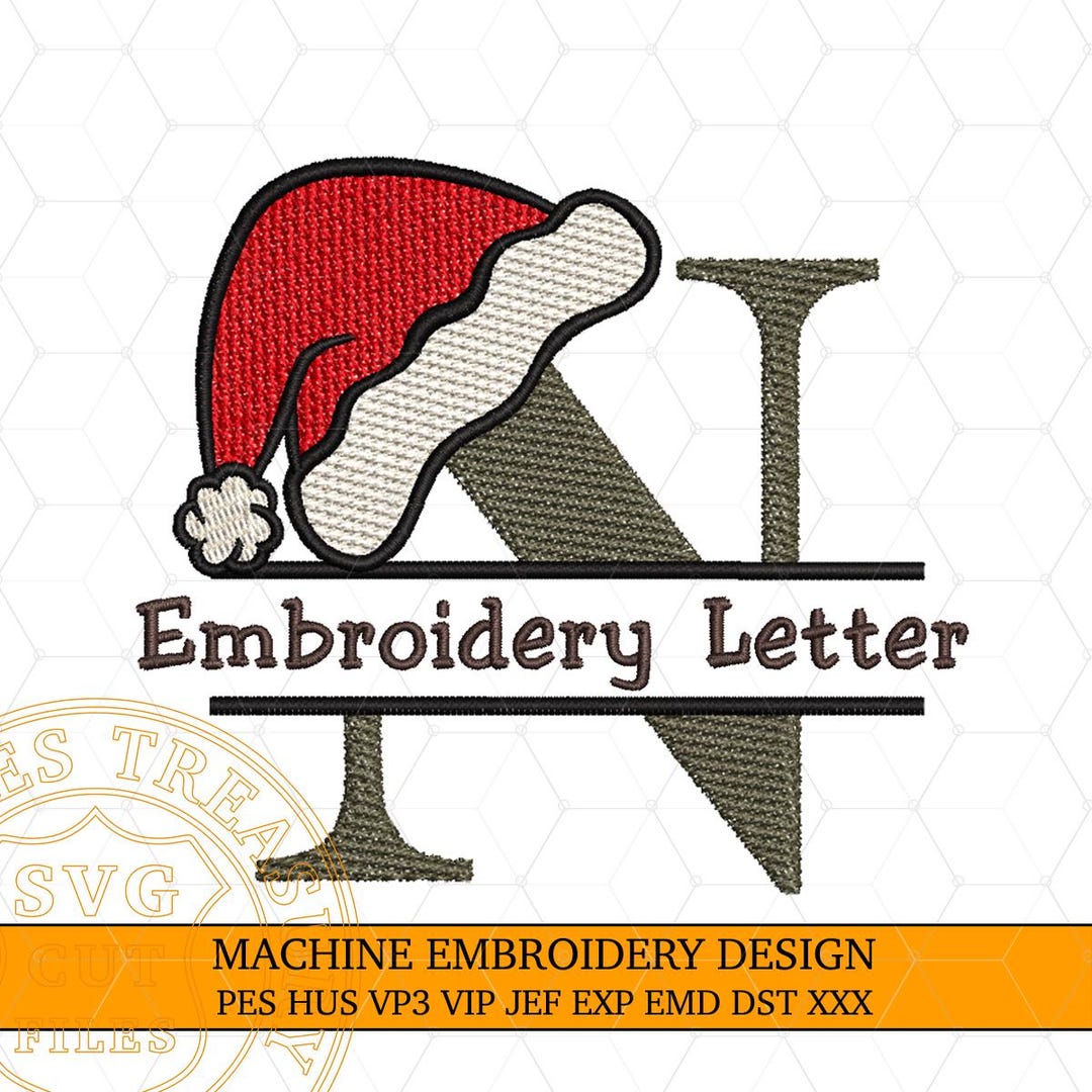 Santa Hat Embroidery Letter N Split Monogram Pes Hus Vp3 Csd Exp Emd ...