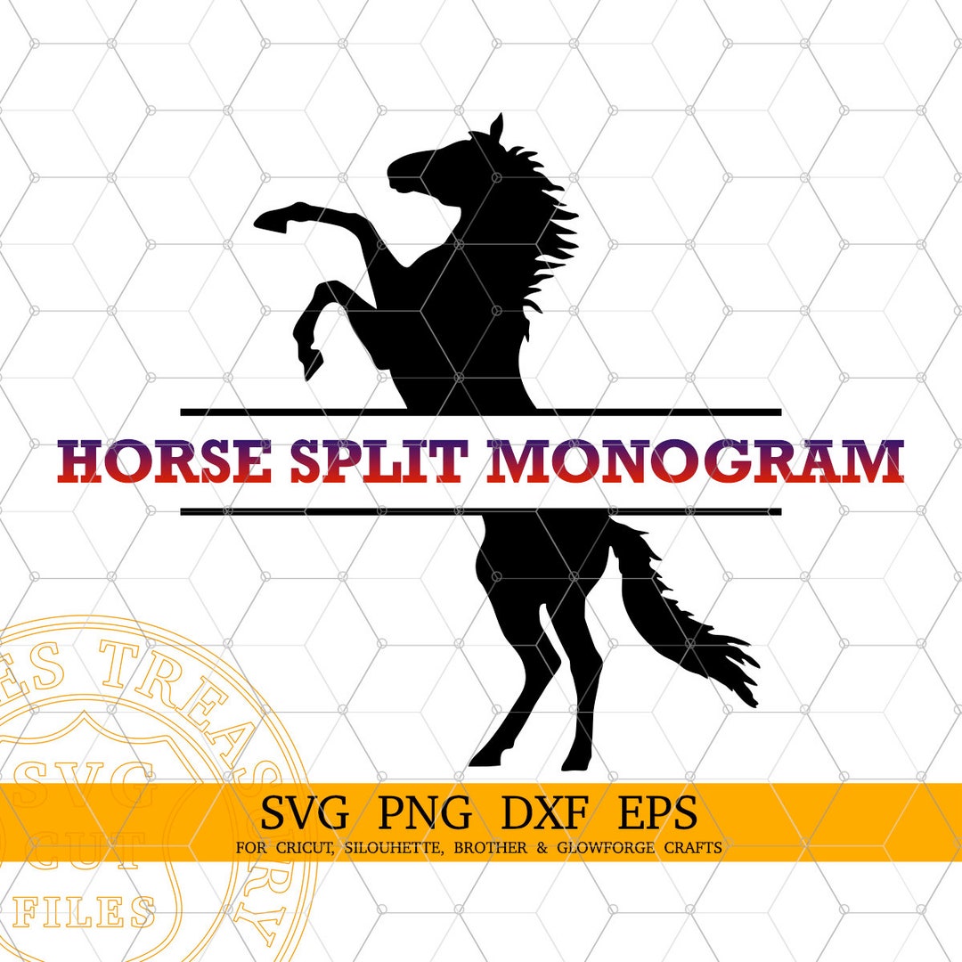 Split Horse Monogram Frame Svg, Stallion Svg, Equestrian Name Monogram ...