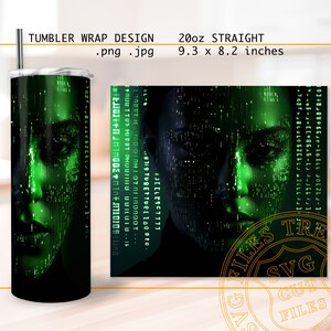 Matrix Tumbler Wrap Design for 20oz Straight Skinny Sublimation PNG JPG 9.2 X 8.3 Inches - Etsy