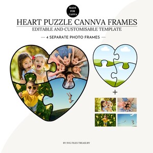 Canva Frame Template, Heart Puzzle Canva Template, Editable Photo Fill ...