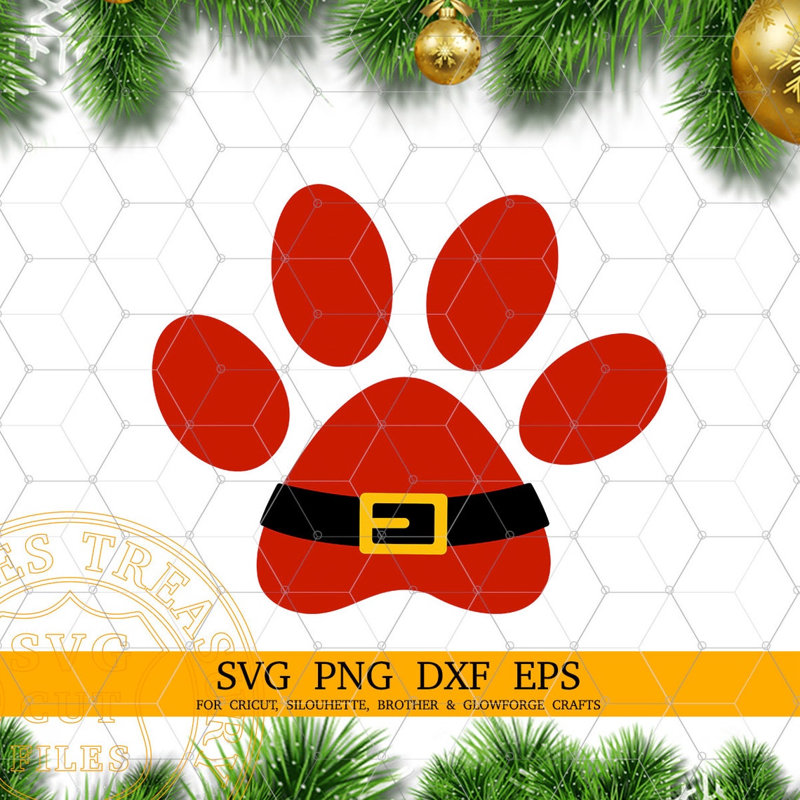 Santa Paw Print Svg Christmas Dog Paw Svg Santa Suit Paw - Etsy