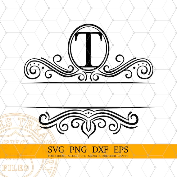 Split Letter T Monogram Svg Fancy Flourish Letter Svg Split - Etsy