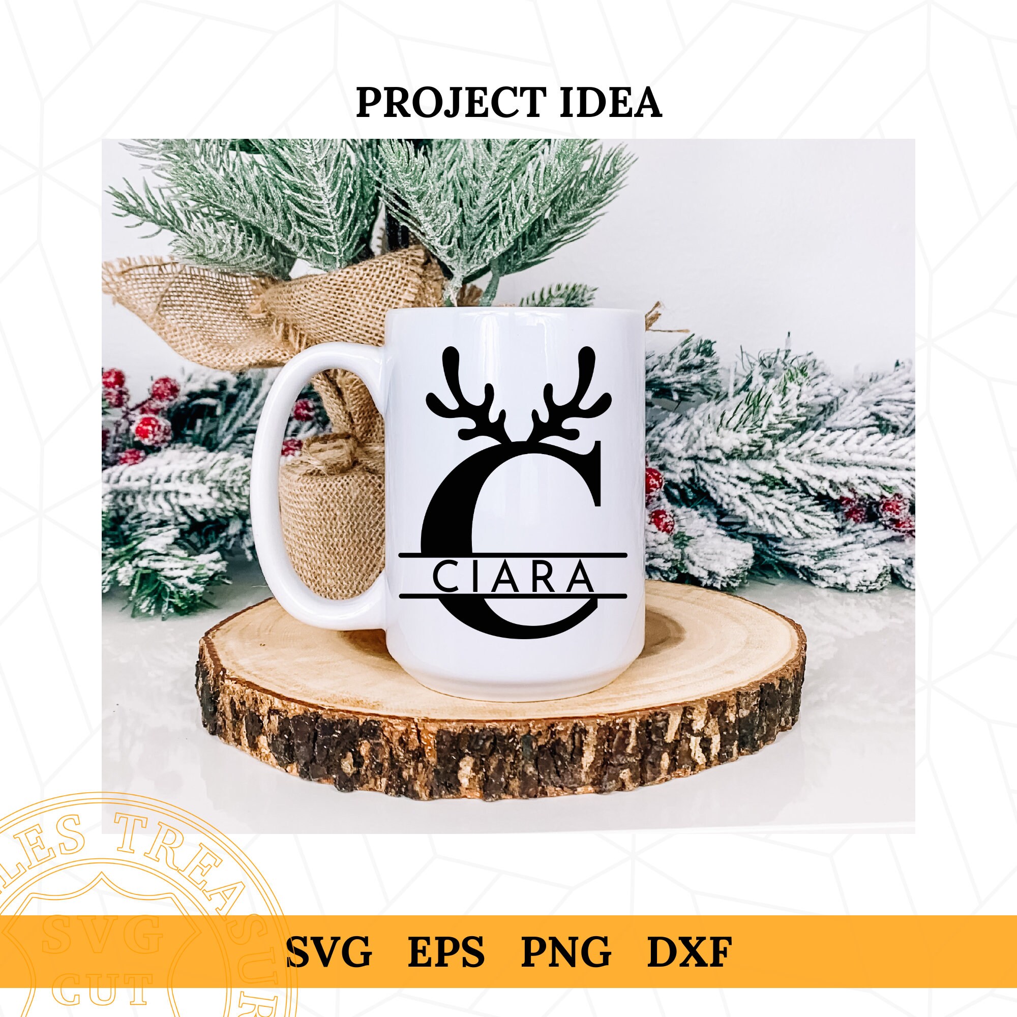 Reindeer Alphabet Svg, Christmas Split Monogram Letters Svg, Antler ...