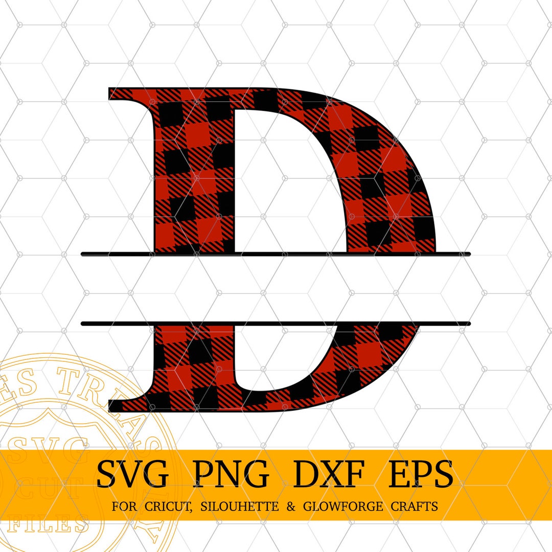 Buffalo Plaid Letter D Split Monogram SVG, Christmas Monogram Svg ...