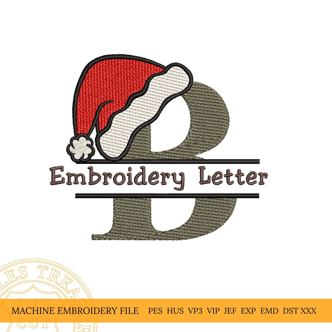 Santa Hat Embroidery Letter B Split Monogram Pes Hus Vp3 Csd Exp Emd ...