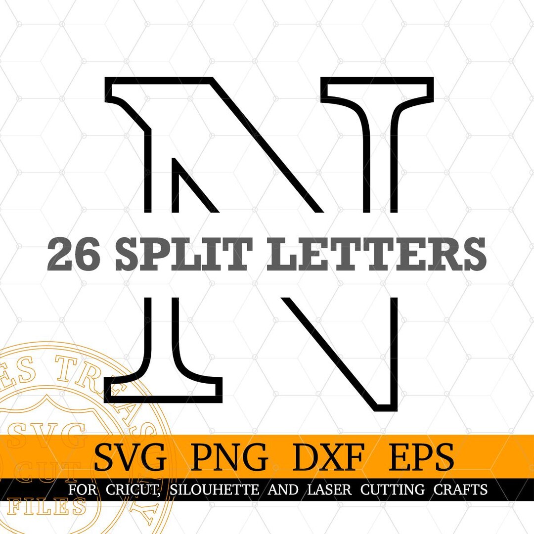 Split Outline Monogram Font Letters Svg Png Dxf Files, Cricut Font ...