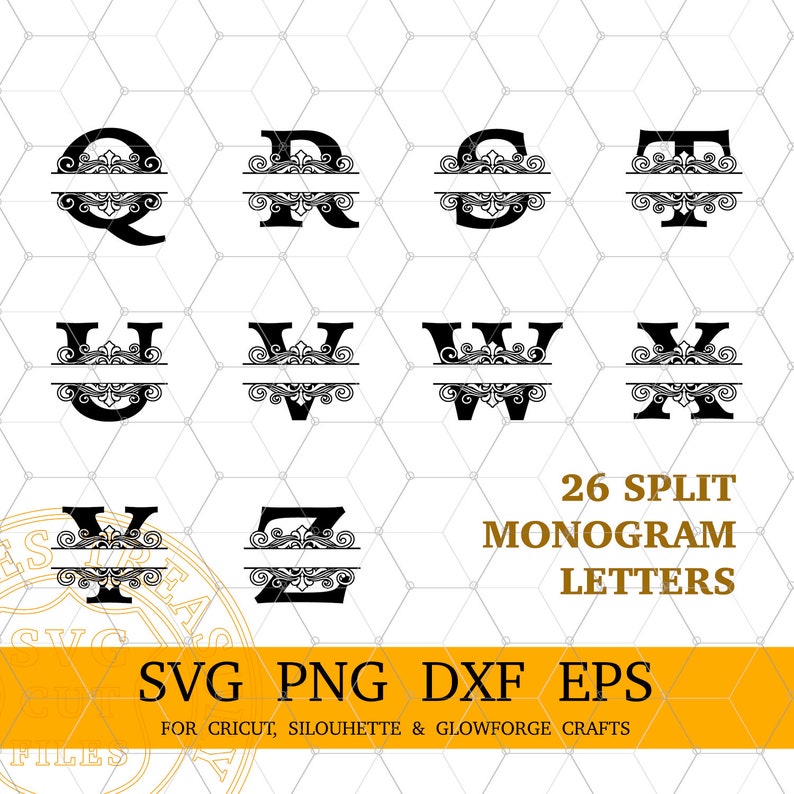Split Monogram Svg, Last Name Monogram Svg Cricut Font, Monogram ...