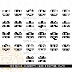 Monogram Svg Floral Vine Monogram Alphabet Split Name Monogram Svg ...