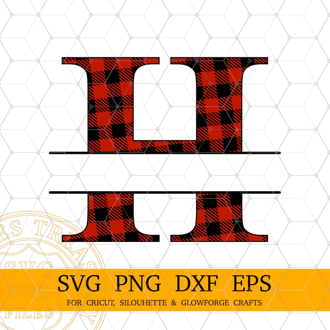 Buffalo Plaid Letter H Split Monogram SVG Christmas Monogram Svg ...