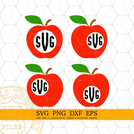 Apple Monogram Frame Svg Bundle Apple Svg Clipart Apple - Etsy