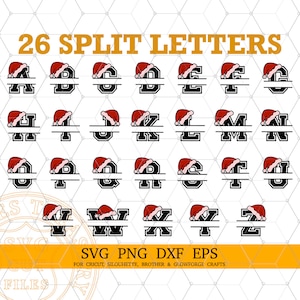 Santa Hat Monogram Letters Svg, Christmas Alphabet Png, Varsity Santa ...