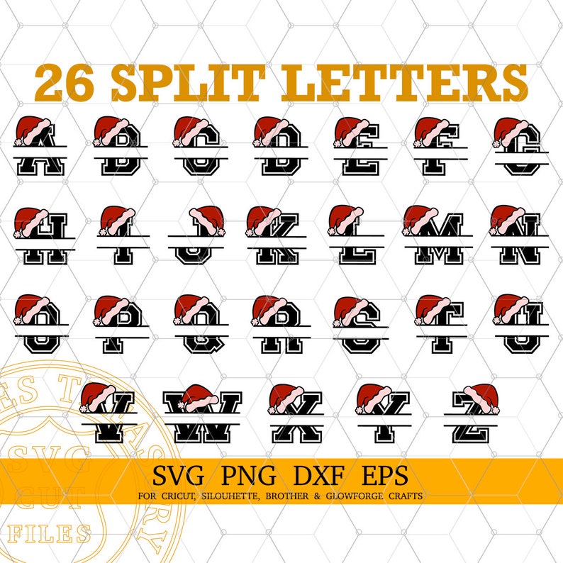 Santa Hat Monogram Letters Svg, Christmas Alphabet Png, Varsity Santa ...