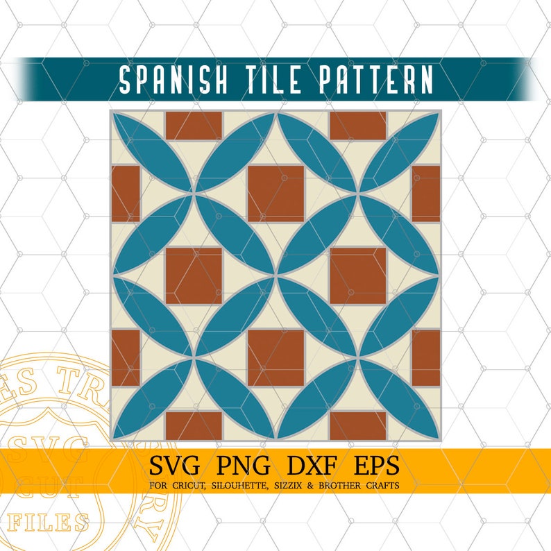 Spanish Tile Pattern Svg Printable Distressed Tile Design Png - Etsy