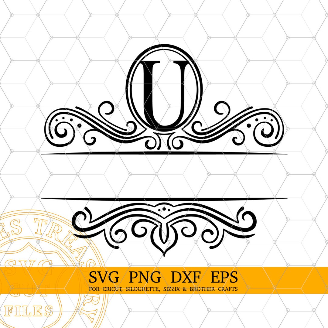 Split Letter U Monogram Svg, Fancy Flourish Letter Svg, Split Last Name ...