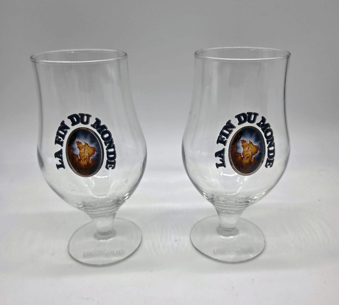 Set of 2 La Fin Du Monde Unibroue Beer Glasses 16 Oz Etched Bar, Tavern ...