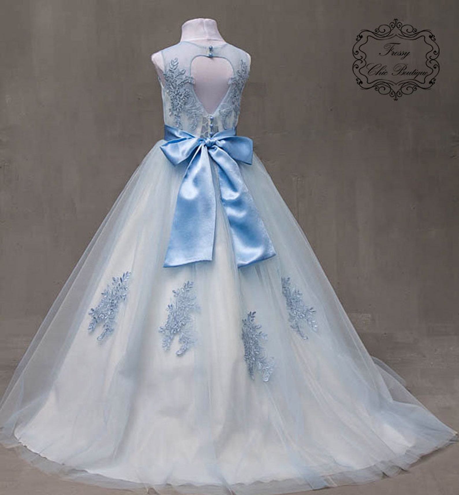 Blue flowergirl dress blue girl dress light blue tulle Lace | Etsy