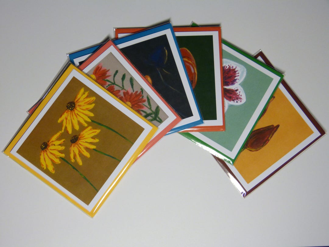 Set of 6 Small Flower Cards - Etsy