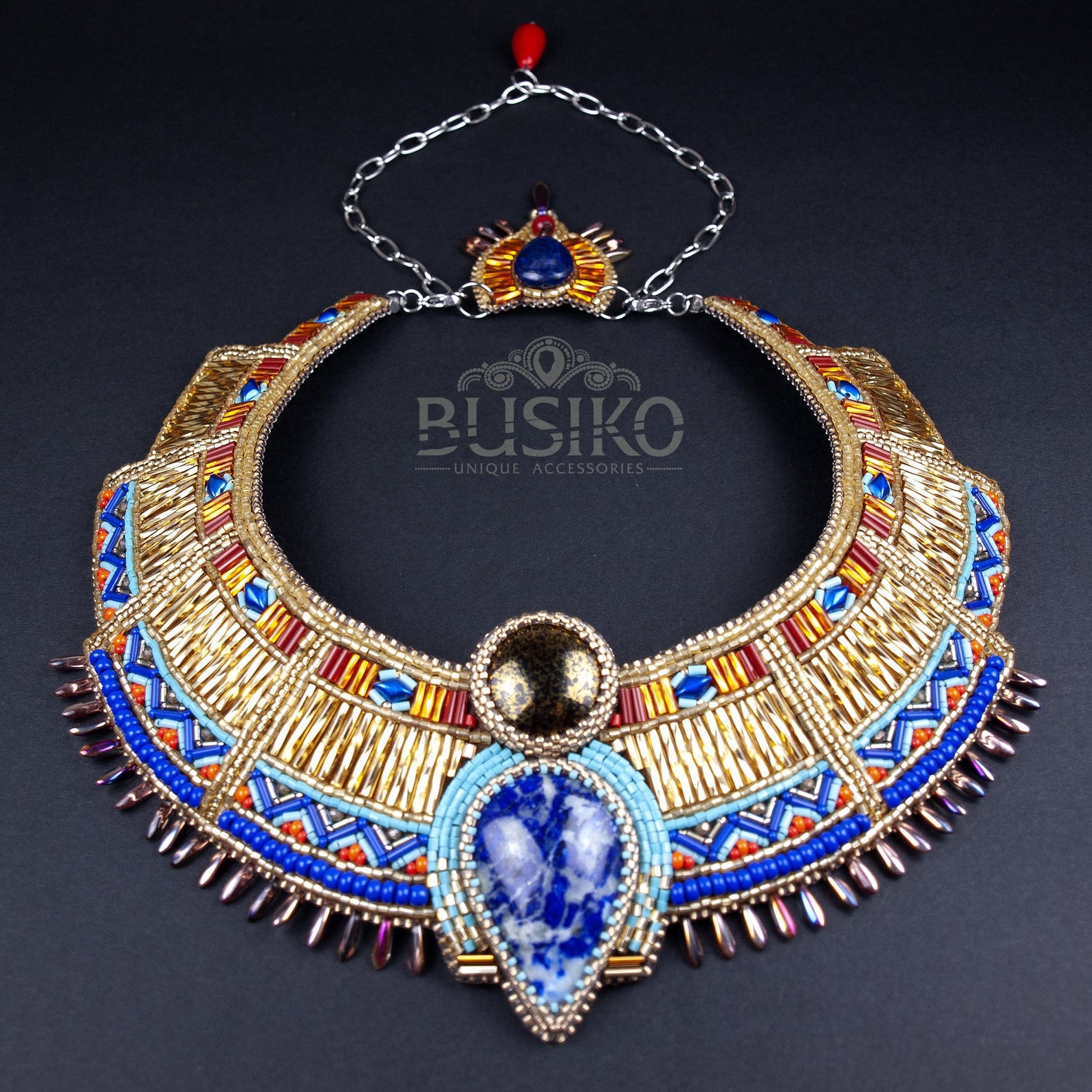 Egyptian Beaded Embroidered Collar Necklace. Statement - Etsy