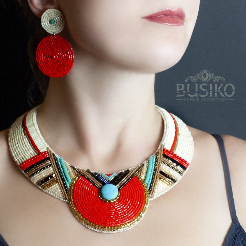 African Necklace for Women. Tribal Bib Necklace. Statement | Etsy