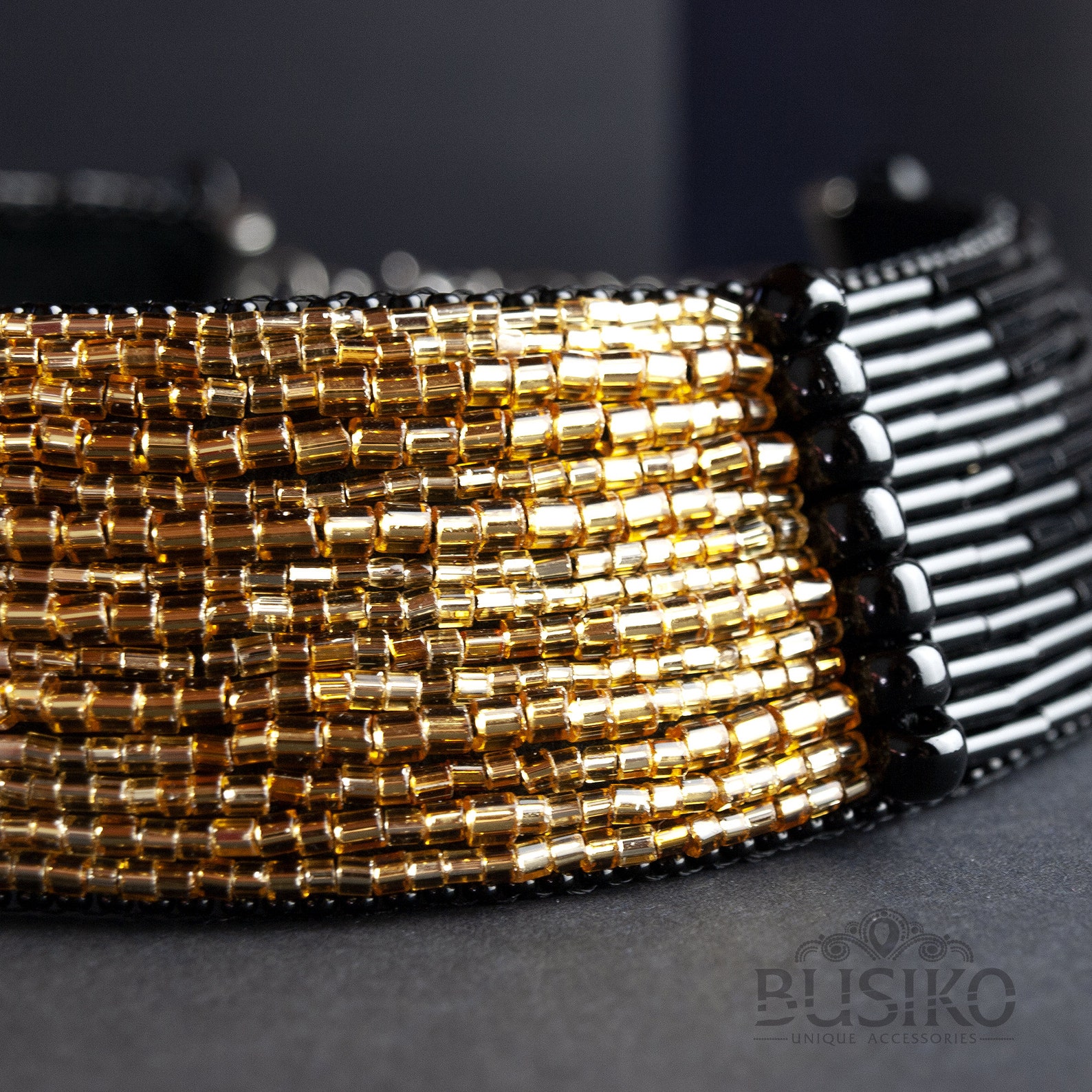 Wide black and gold choker. Statement choker necklace. Set of | Etsy