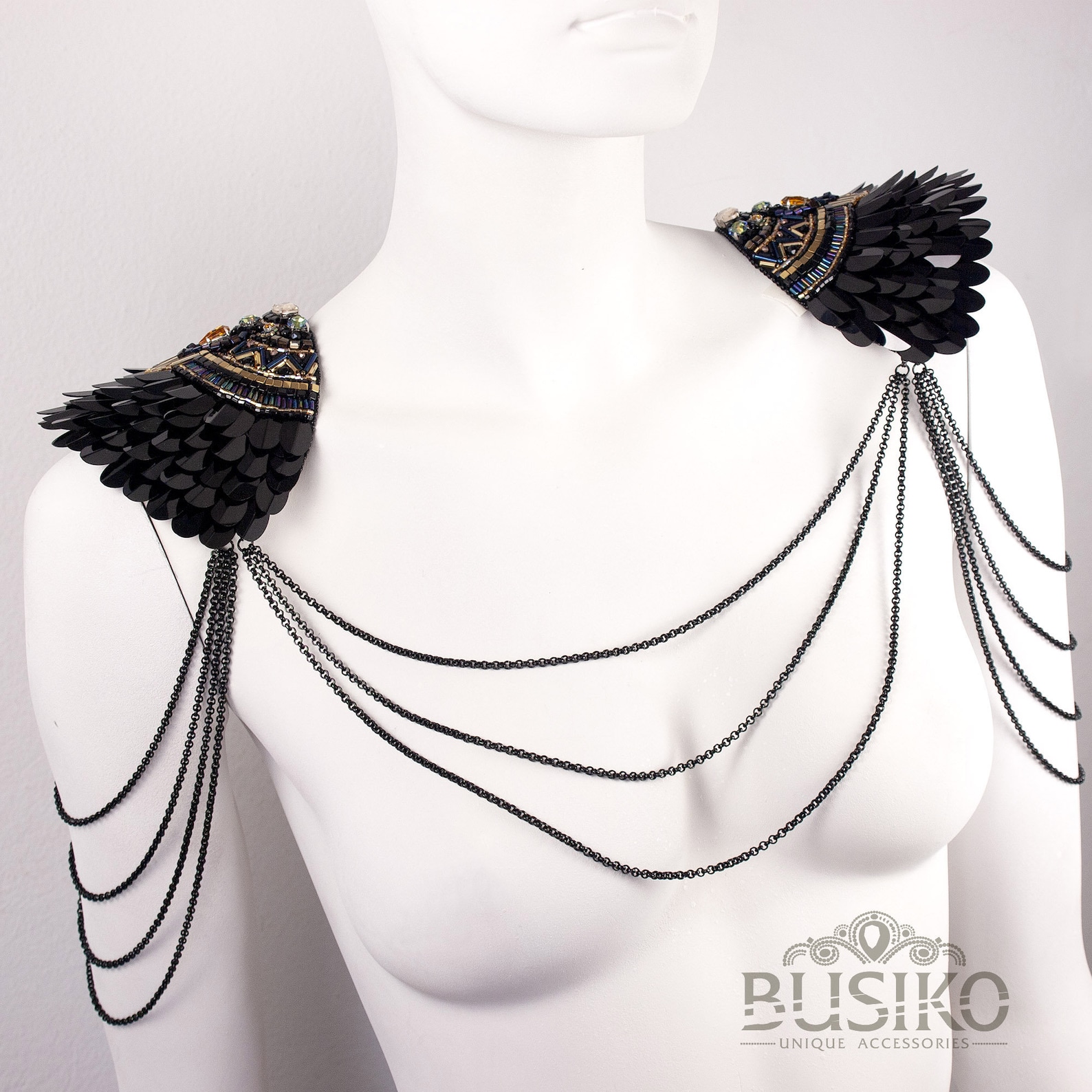 Pegasus Black Epaulettes With Detachable Chains. Transformers Epaulets ...