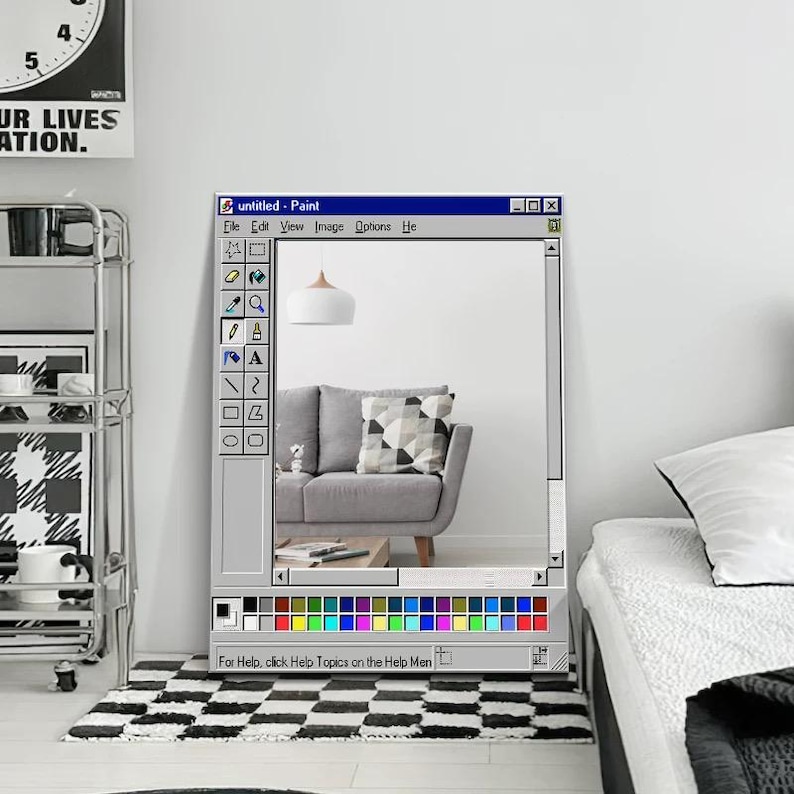 Inspired by Vintage Drawing Software | Handmade Pixel Mirror - Etsy