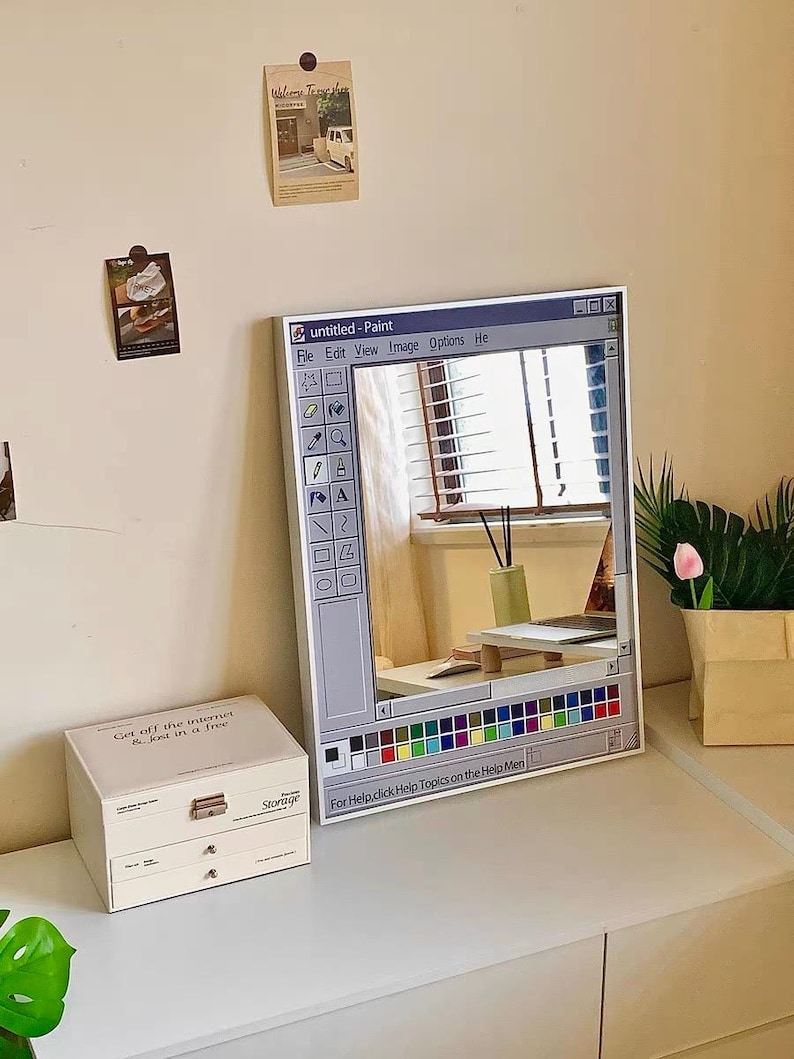 Inspired by Vintage Drawing Software | Handmade Pixel Mirror - Etsy