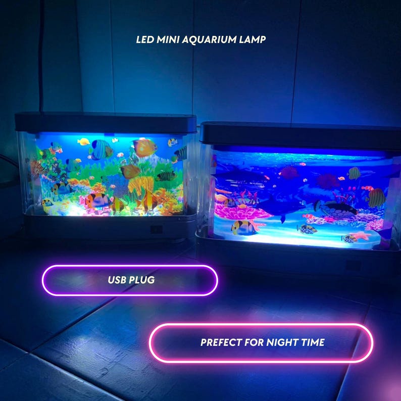 LED Mini Aquarium | Dreamcore Faux Fish Tank Decor Lamp - Etsy
