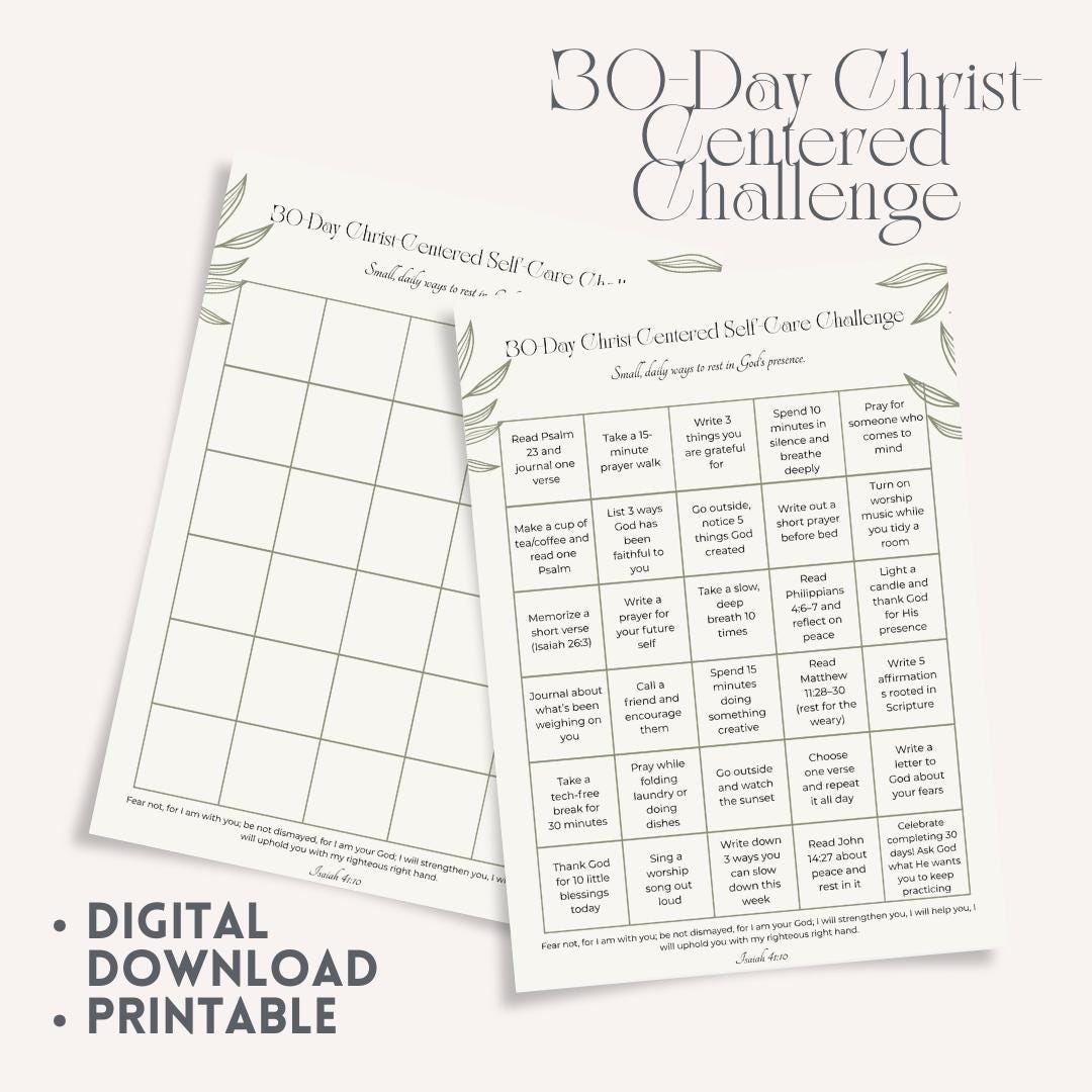 30-day Christian Self-care Challenge: Faith-based Wellness Journal (PDF ...