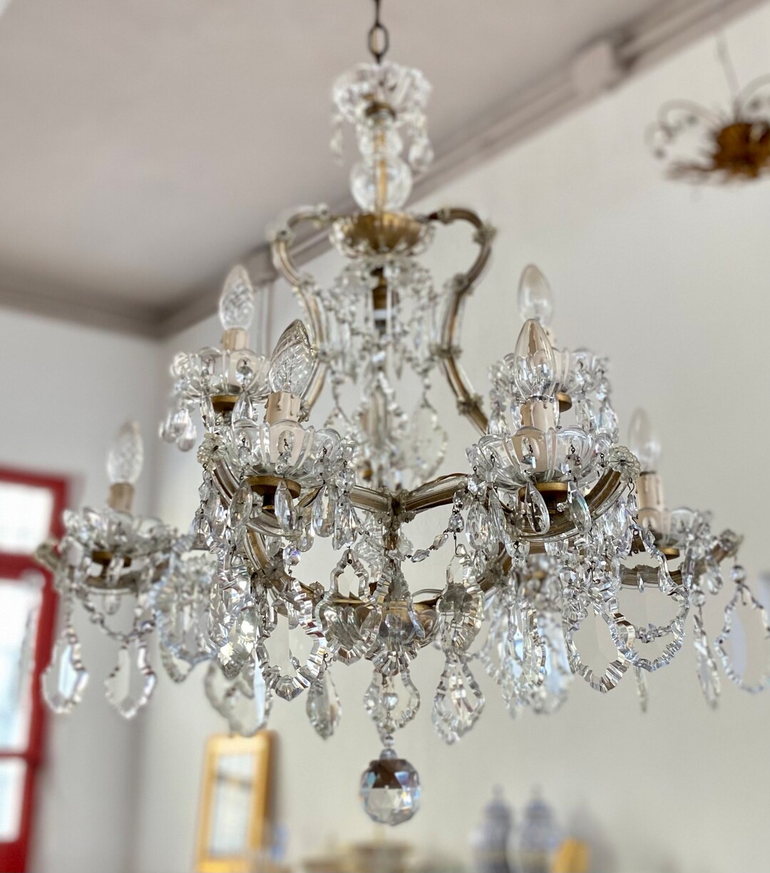 Huge Antique Crystal Chandelier Crystal Ceiling Light Antique ...