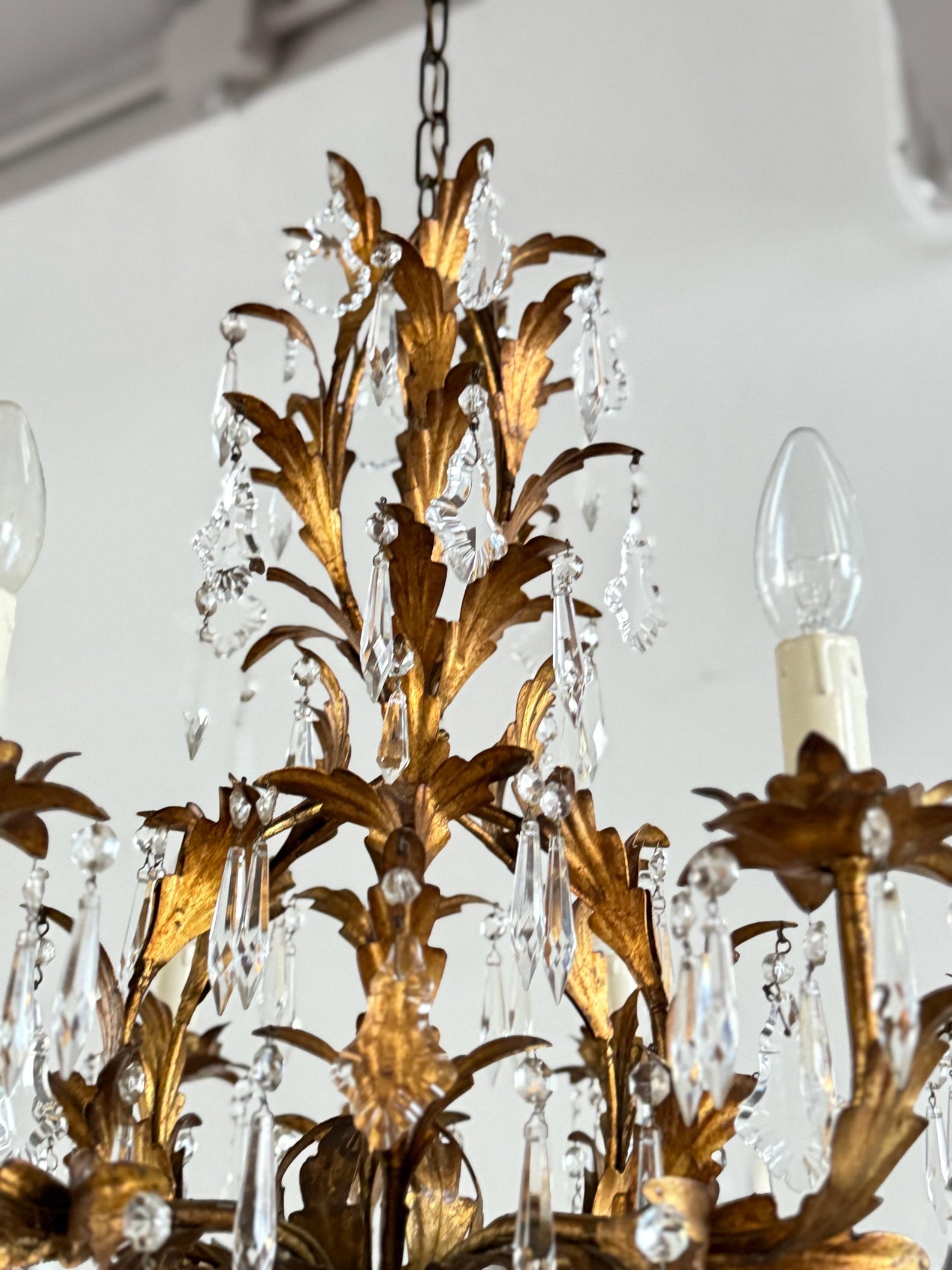 Antique Italian Tole Chandelier Wrought Iron Ceiling Light Chandelier ...