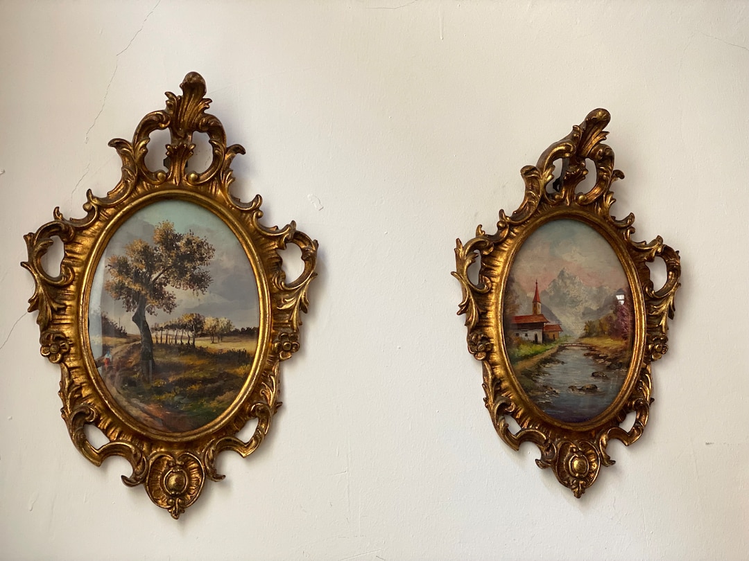 Antique Oil Painting Gold Frame Painting Italian Landscape Painting ...