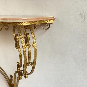 Huge Gold Metal Console Marble Top and Wrought Iron Console Table ...