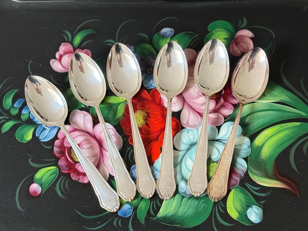 Set of 6 Vintage Italian Dinner Spoons Silver Plated Dinner Spoons ...