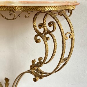 Huge Gold Metal Console Marble Top and Wrought Iron Console Table ...