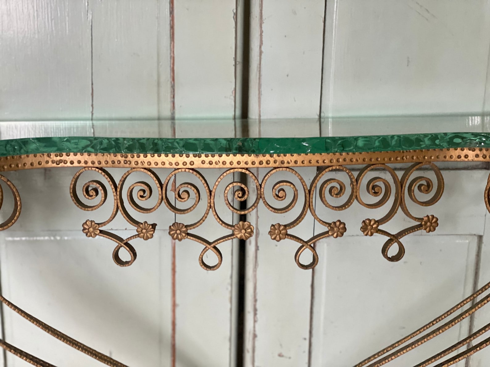 Gold Metal Console Glass Top and Wrought Iron Console Table | Etsy