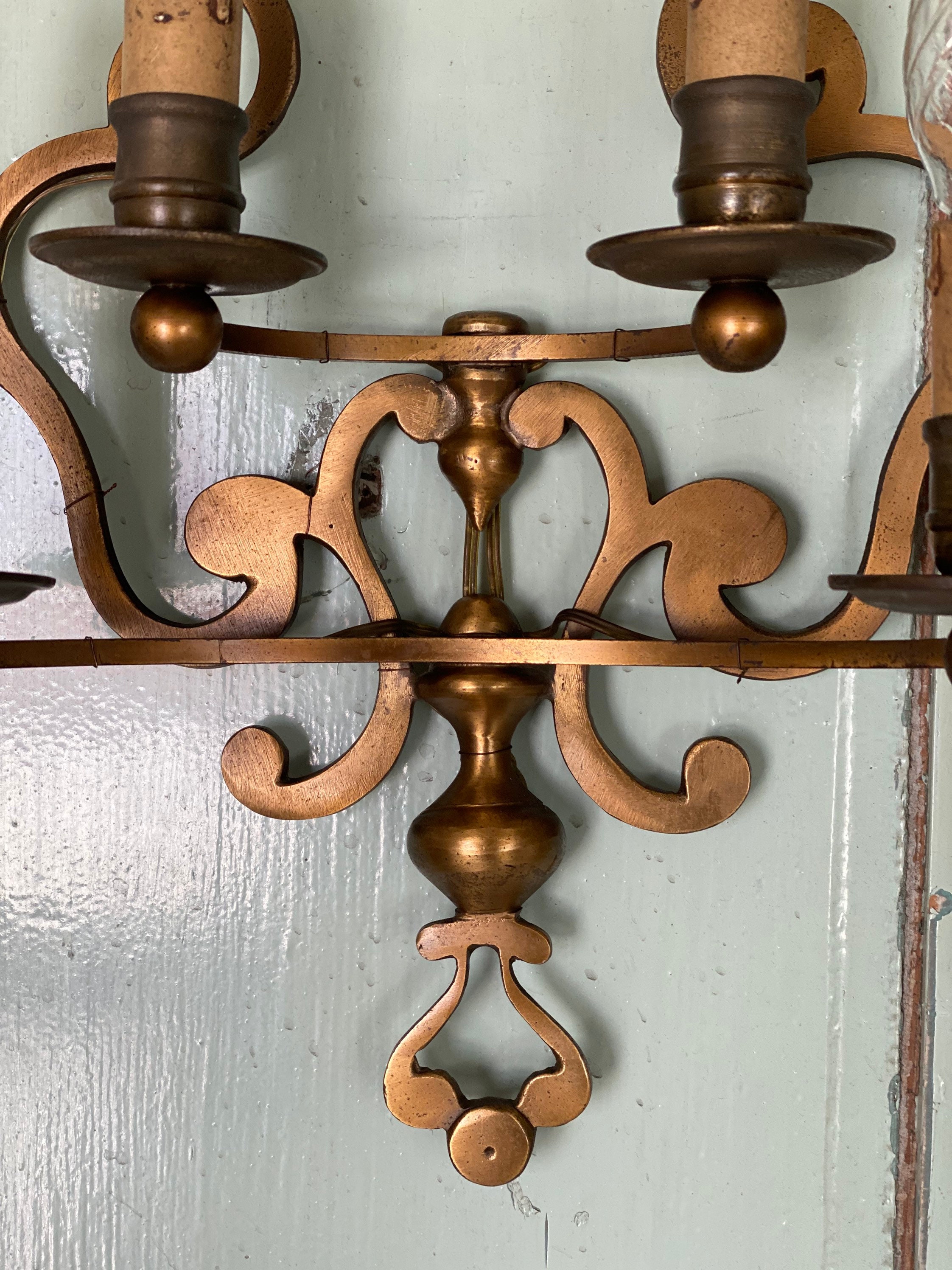 Antique Italian Wrought Iron Wall Sconces Gothic Gold Metal | Etsy