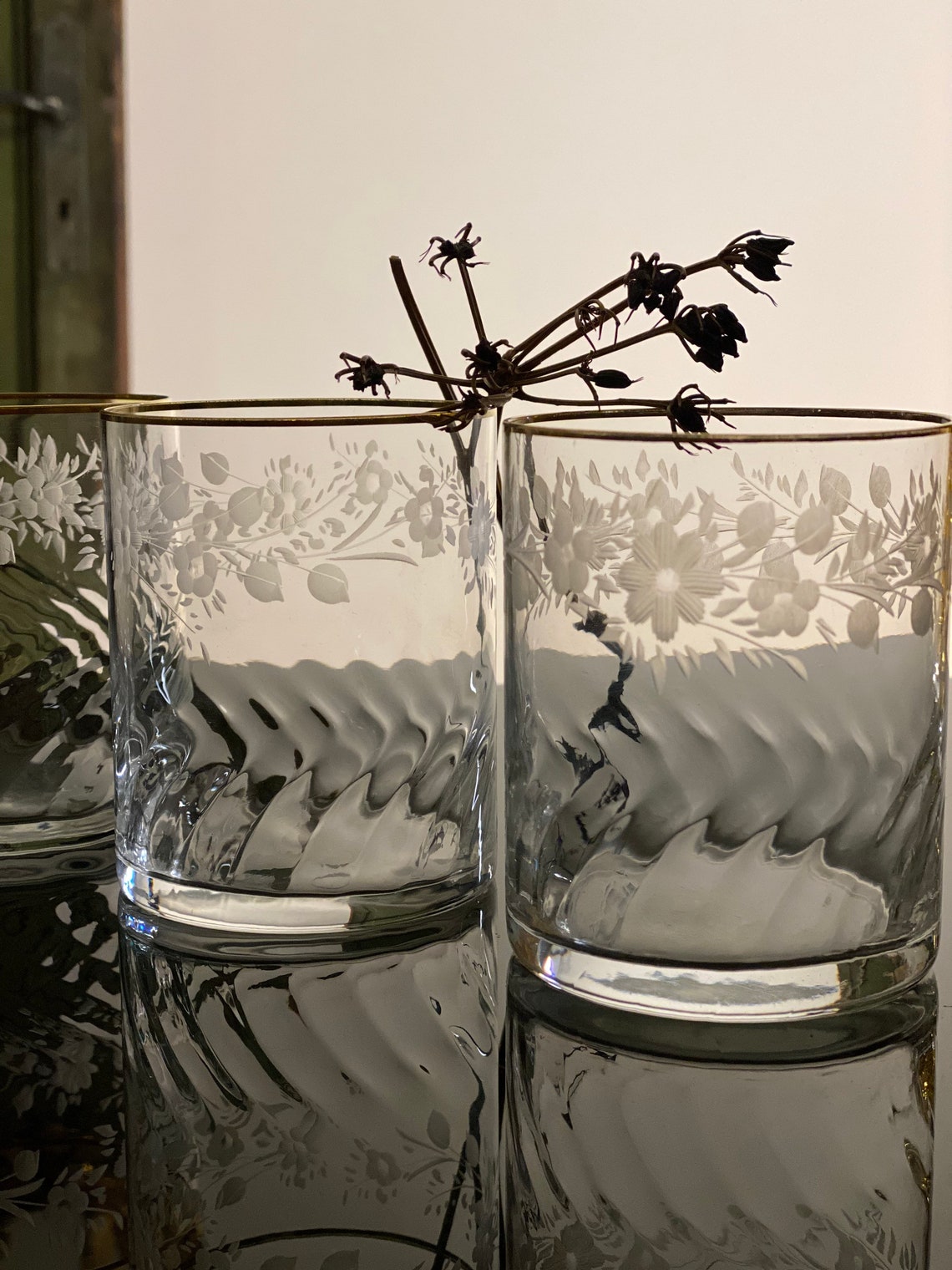 Murano Cocktail Glasses Gold Rim Hand Blown Glasses for Water | Etsy